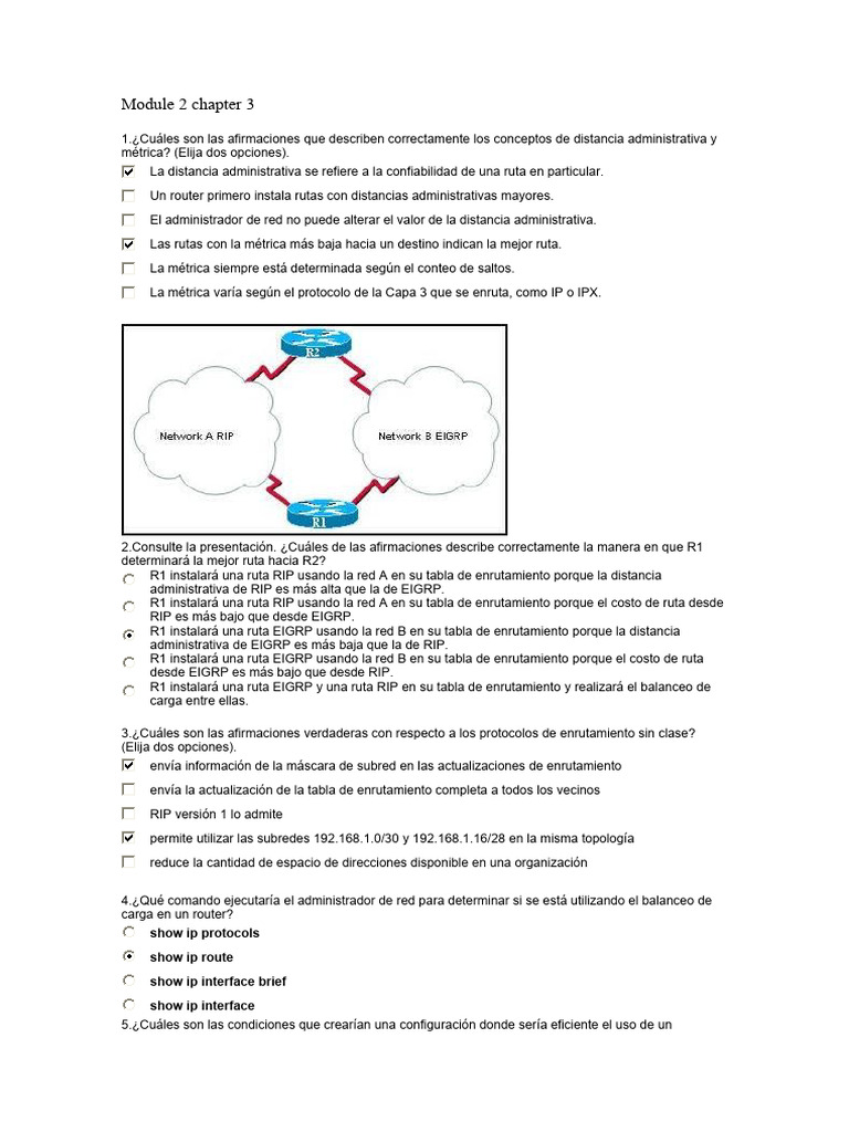 Module 2 Chapter 3 Test (100%respuestas) | PDF | Enrutador (Computación ...
