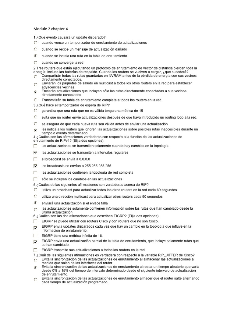 Module 2 Chapter 4 100 Respuestas Pdf Enrutador Computación