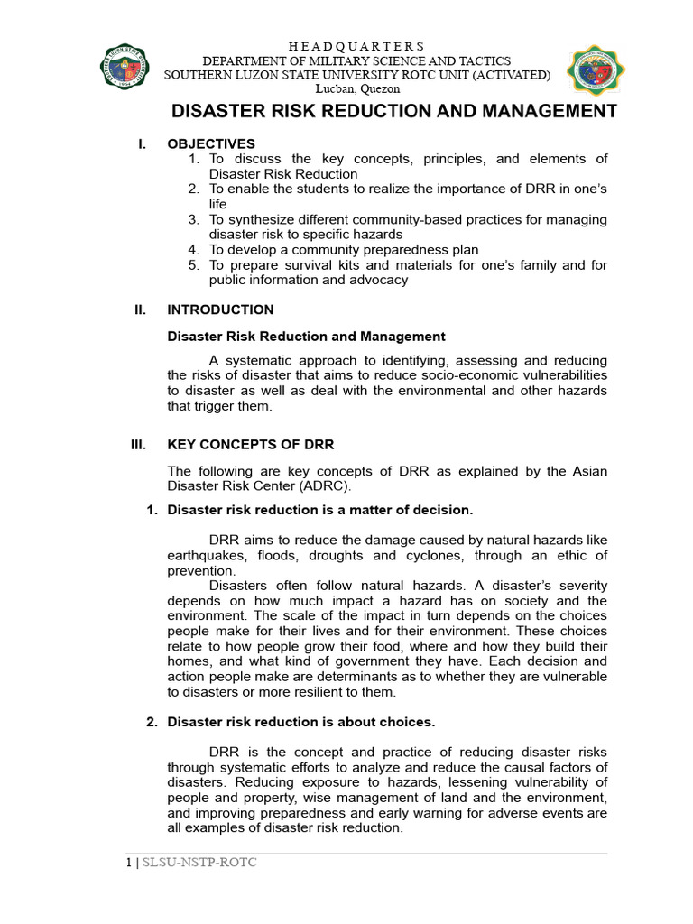 Chapter 4 Disaster Risk and Reduction Management | PDF | Disaster Risk ...