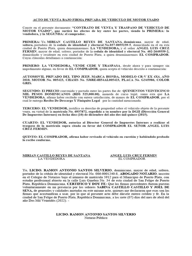 CONTRATO de Venta Darlin | PDF