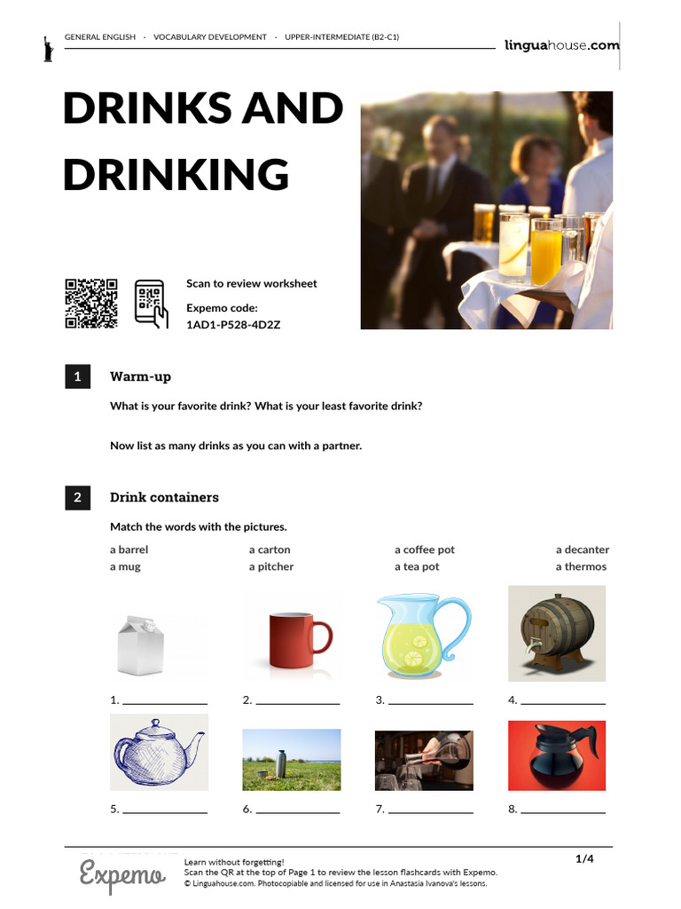 Upper-Intermediate Drinks Vocabulary Guide | PDF | Drink | Food And Drink