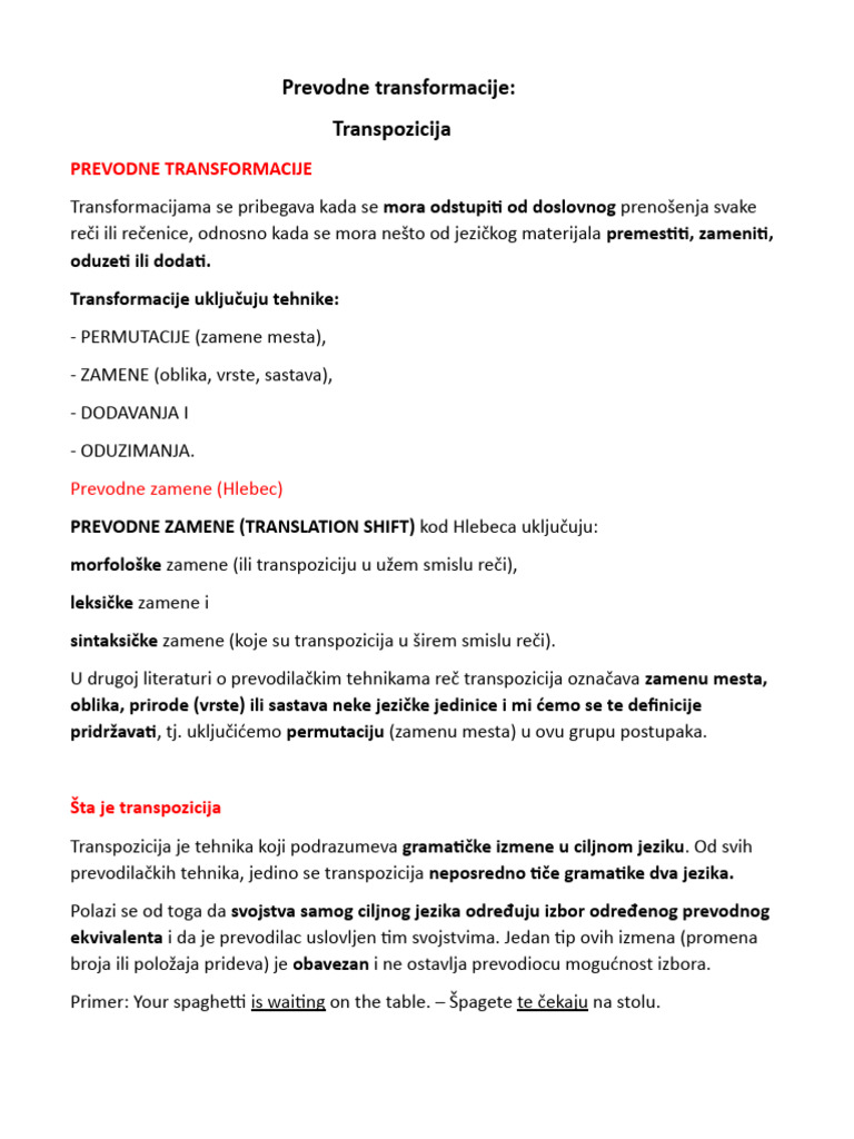 Prevodne Transformacije | PDF