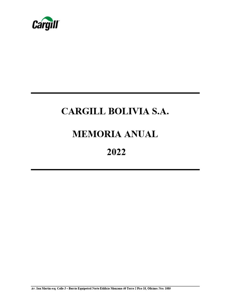 Cargill Bolivia S.A. Memoria Anual 2022 | PDF