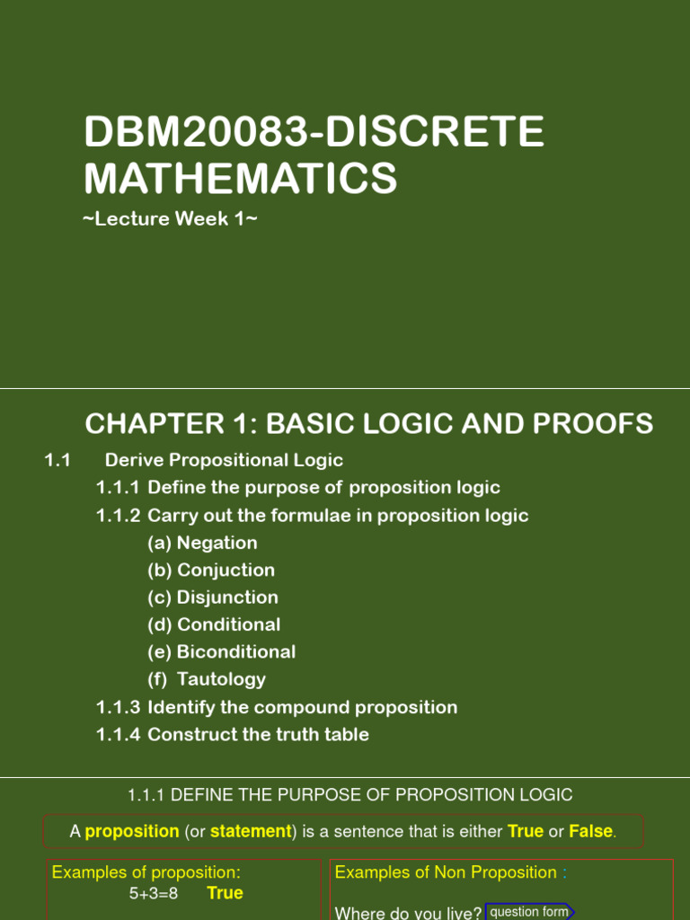DBM20083 Mathematic Discrete - Notes LW1 | PDF | Proposition ... DBM20083 Mathematic Discrete - Notes LW1 | PDF | Proposition ...