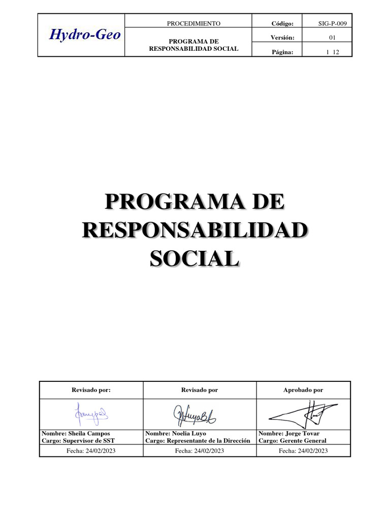 Programa de Responsabilidad Social | PDF | Organización Internacional del Trabajo | Business