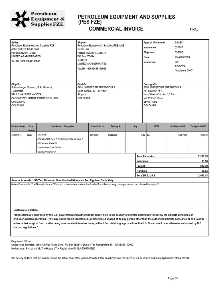 Zcom SLB Comm. Inv. 0000637187 | PDF | Economies | Freight Transport