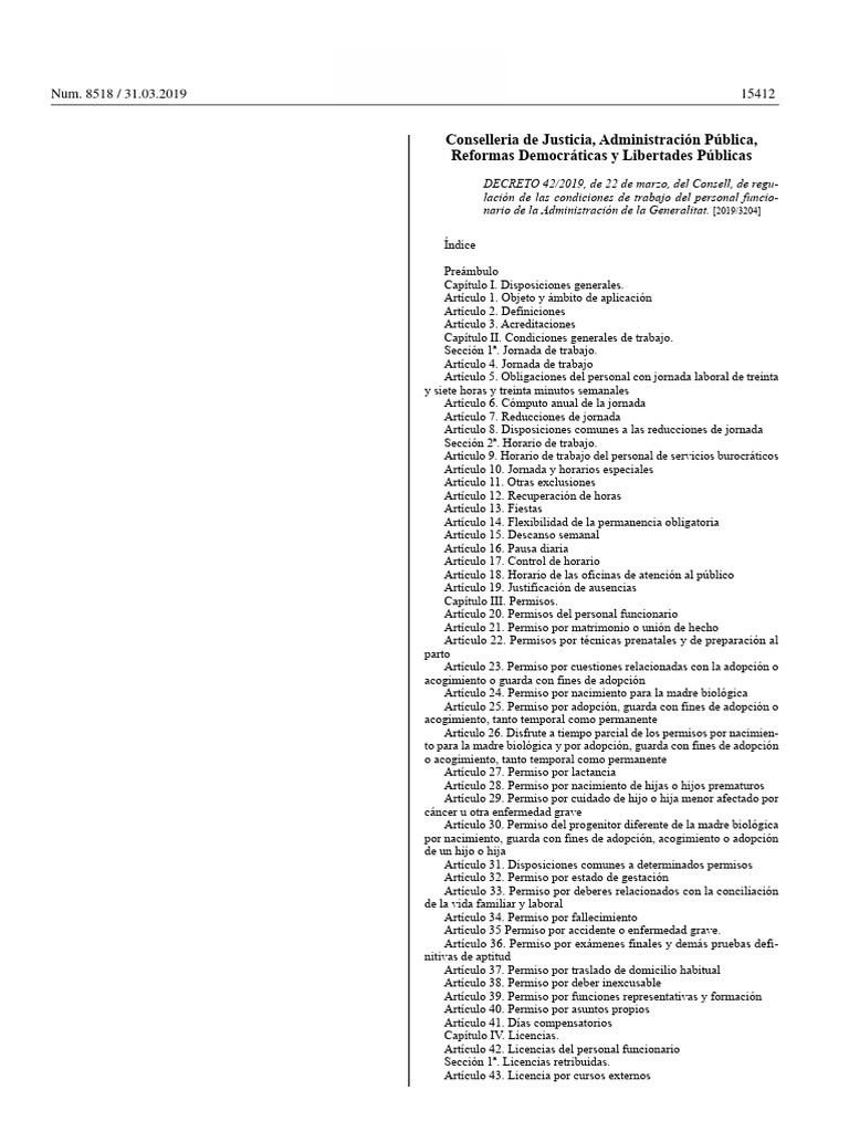 Decreto 42-2019 22 Marzo | PDF | Hospital | Tiempo de trabajo