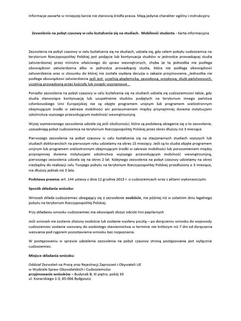 Zalacznik Nr 1 Do Wniosku O Pobyt Czasowy Pdf