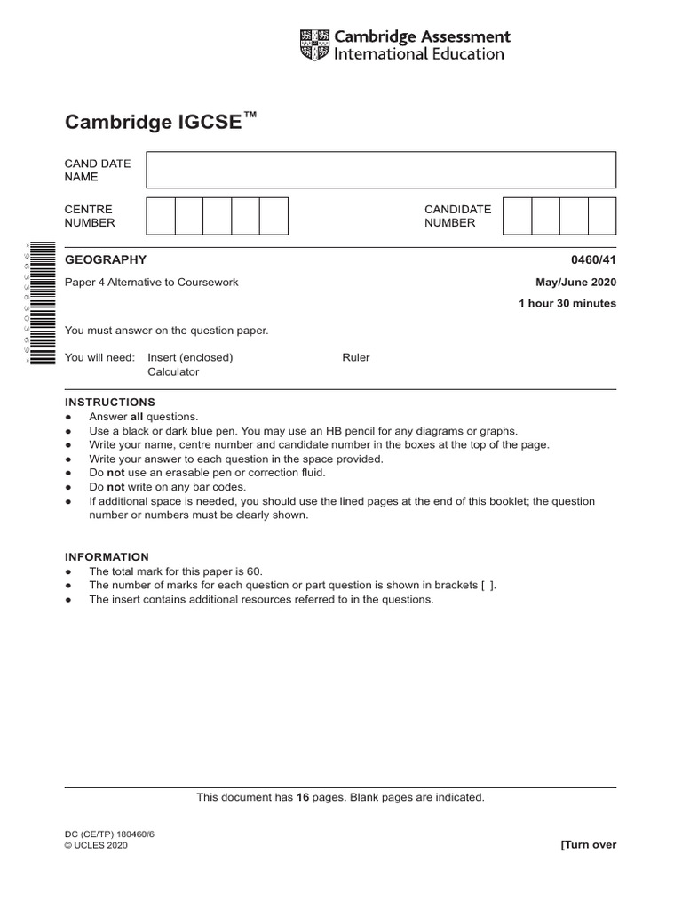 Cambridge IGCSE Geography Past Paper Practice Exam | PDF | Rain ...