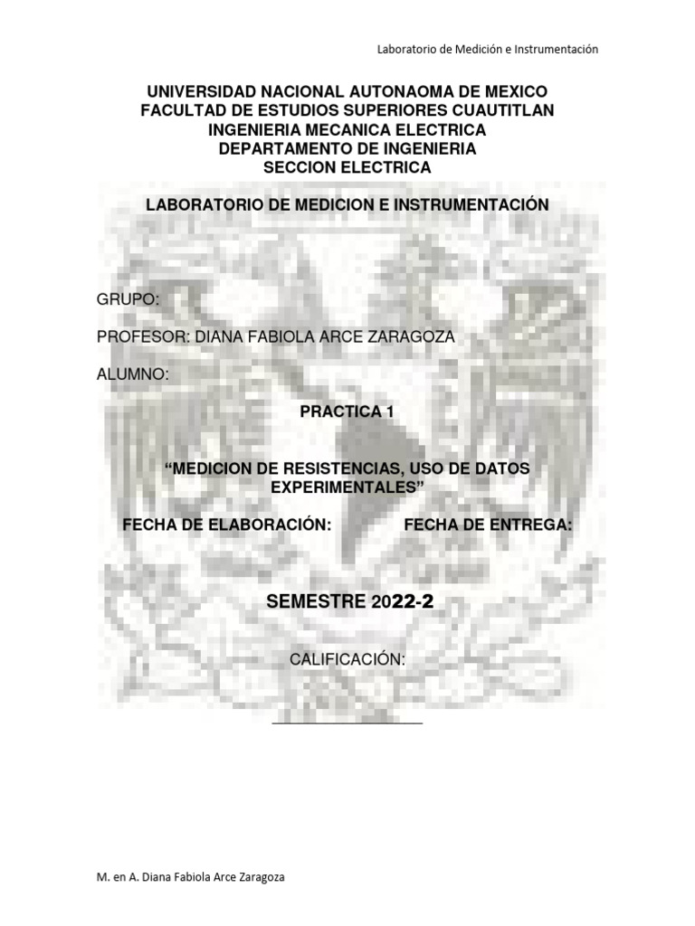 PR 1 | PDF | Resistencia Eléctrica y Conductancia | Medición