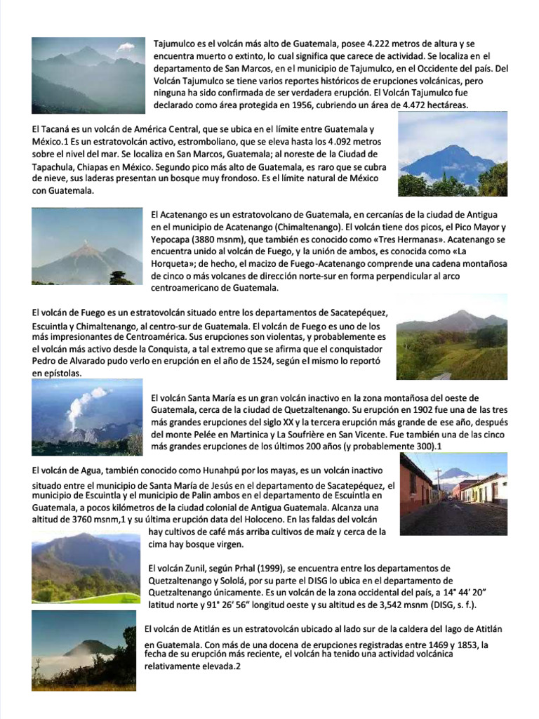 33 Volcanes de Guatemala | PDF | Volcán | Placas tectónicas