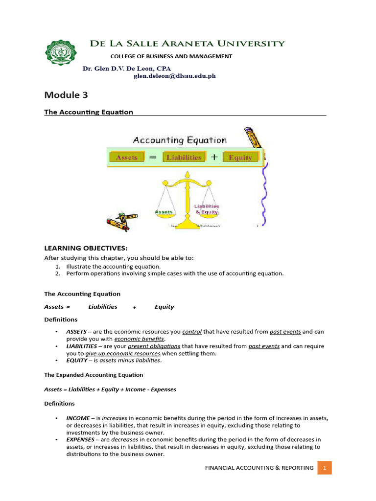 Understanding the Accounting Equation | PDF | Financial Accounting ...