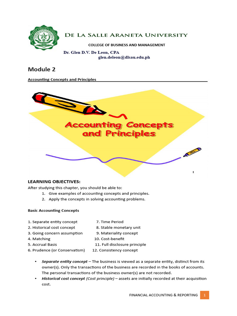 MODULE 2 Accounting Concepts and Principles | PDF | Information | Cost