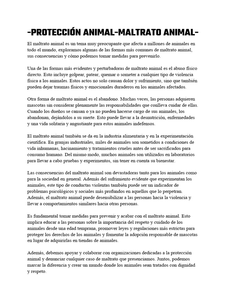 Reportaje Sobre El Maltrato Animal | PDF | Abuso infantil | Crueldad ...