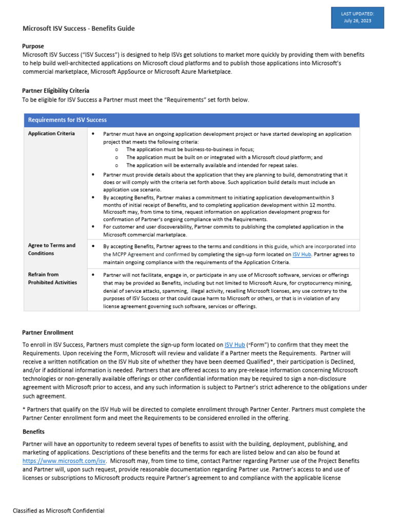 ISV Success - Benefits Guide - GA | PDF | Microsoft Azure | Cloud Computing ISV Success - Benefits Guide - GA | PDF | Microsoft Azure | Cloud Computing