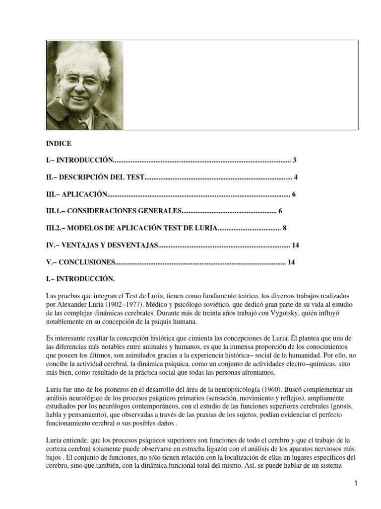 Test de Luria | PDF | Neuropsicología | Cerebro