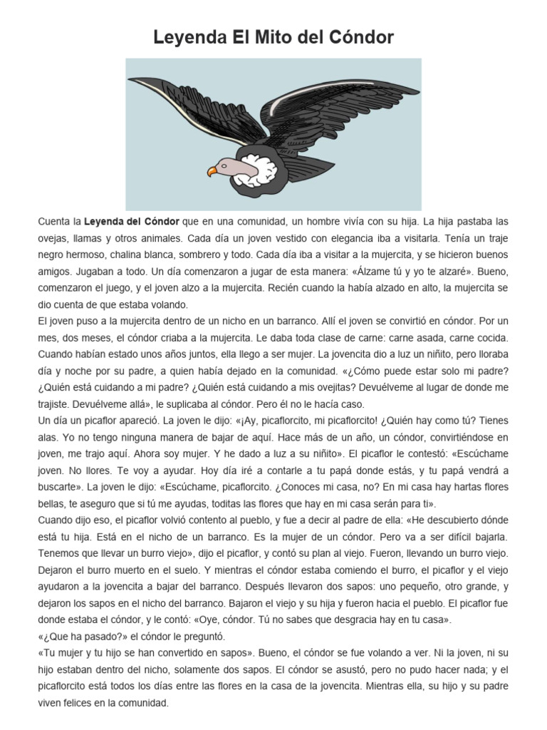 Leyenda El Mito Del Cóndor | PDF | Arte | Novela negra, policíaca y suspenso