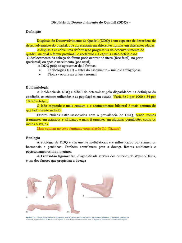 DDQ - Displasia Do Desenvolvimento Do Quadril | PDF | Joelho | Pélvis