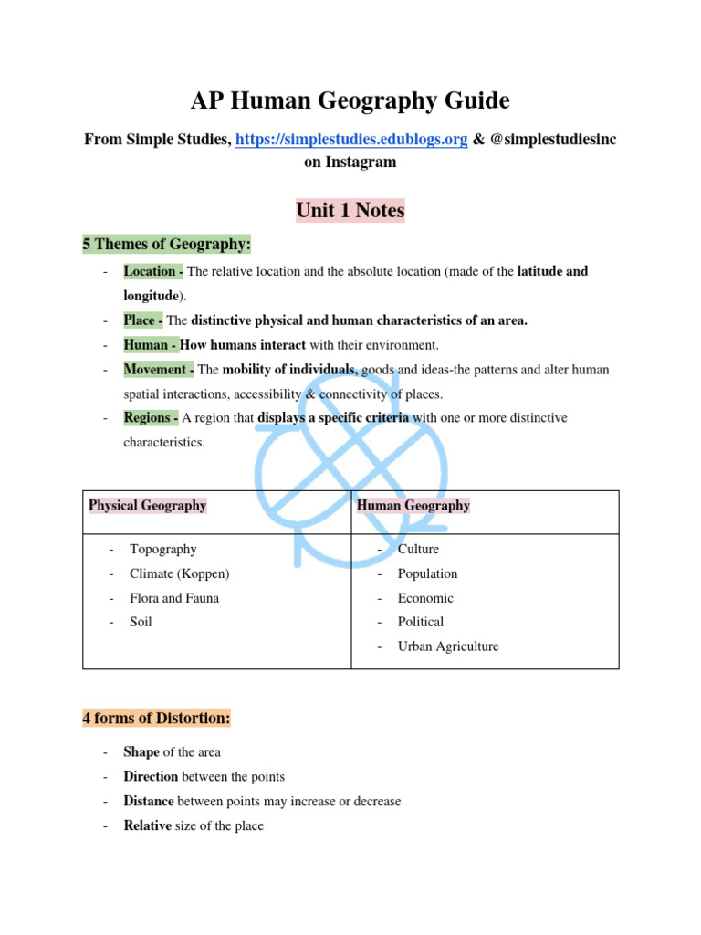 AP Human Geo Note | PDF | Map | Cyclone