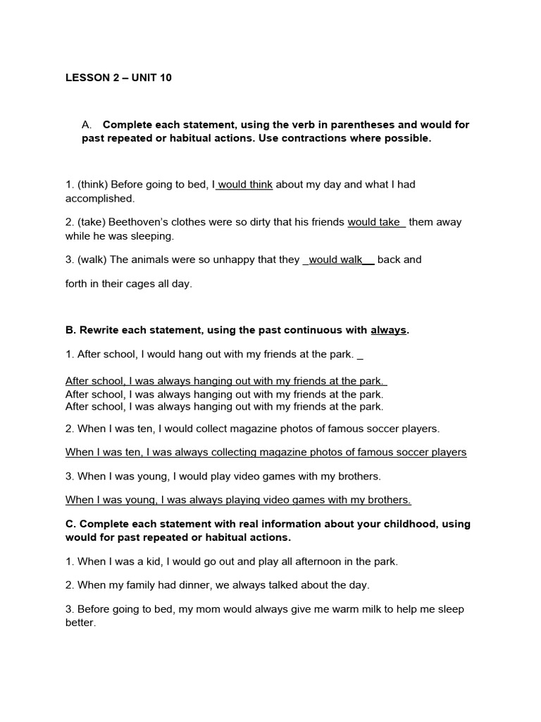 Lesson 2 - Unit 10 | PDF
