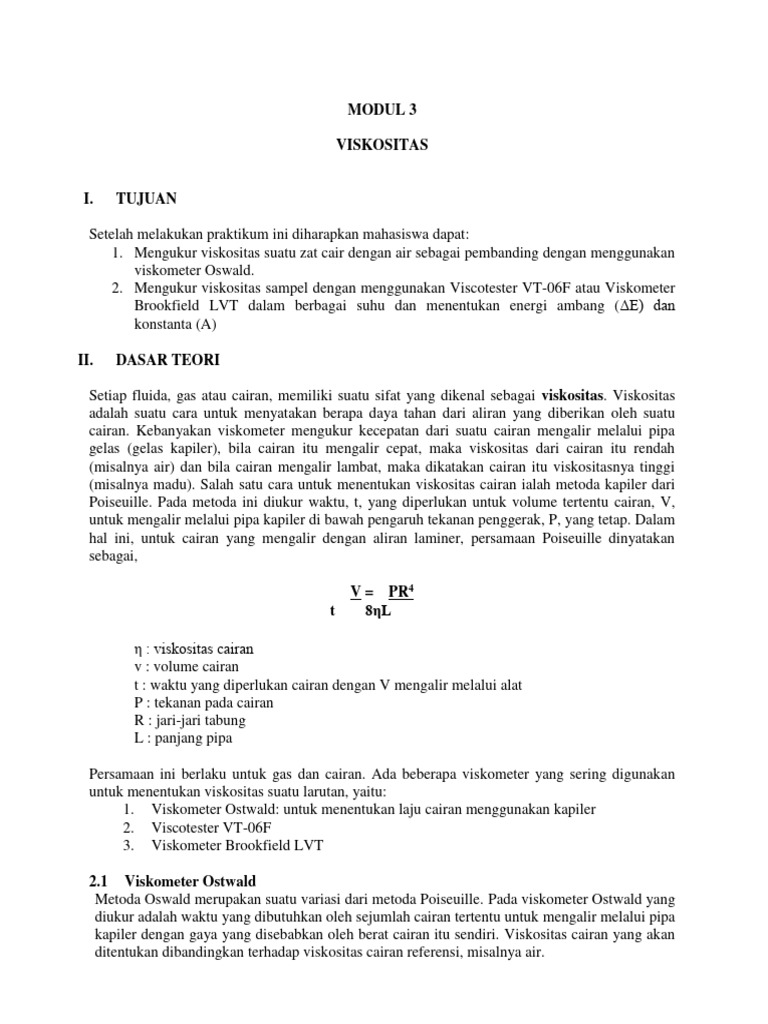 Modul Praktikum Viskositas | PDF | Sains & Matematika