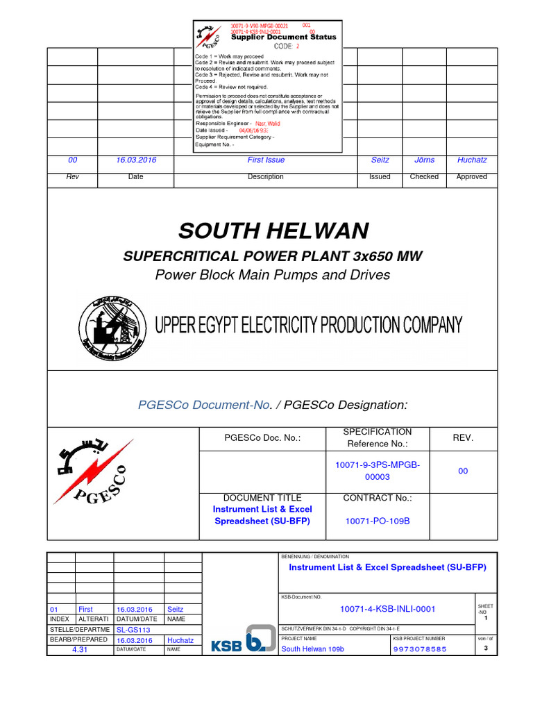 SU-BFP-10071-9-V9B-MPGB-00021-Instrument List & Excel Spreadsheet (STARTUP) | PDF | Applied And ...