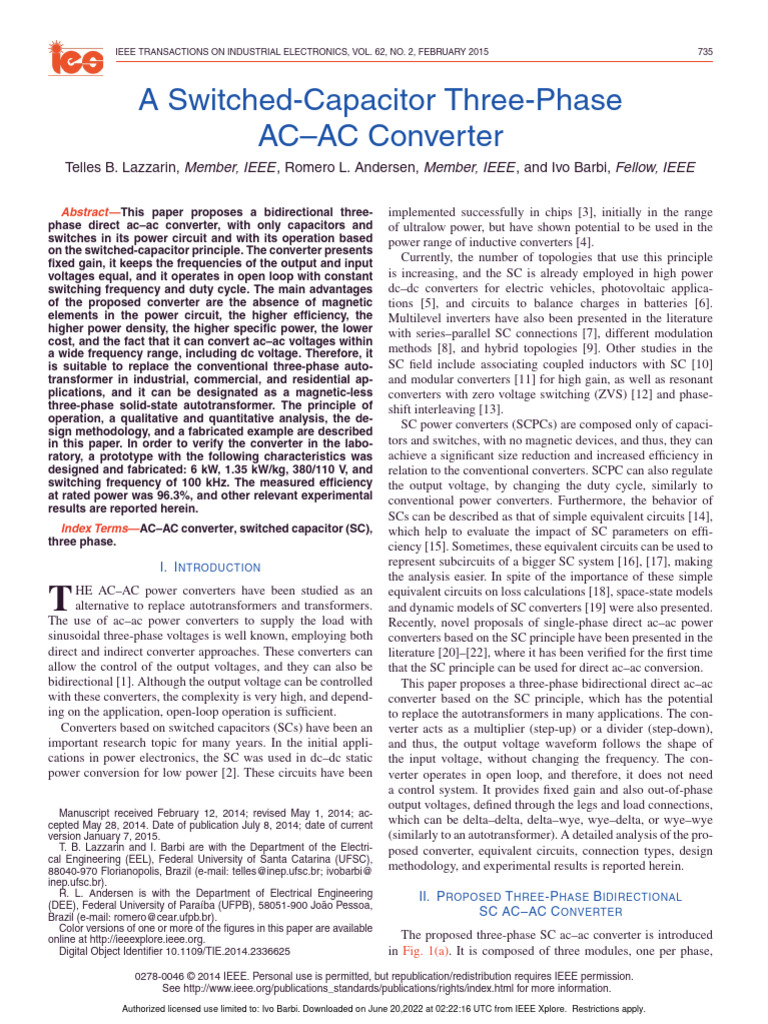 72 A Switched Capacitor Three Phase Acac Converter Pdf Alternating Current Power Electronics 