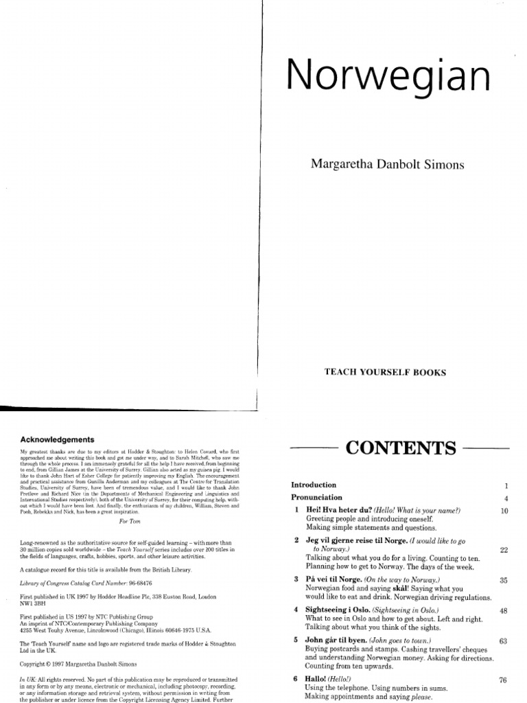 Teach Yourself Norwegian | PDF