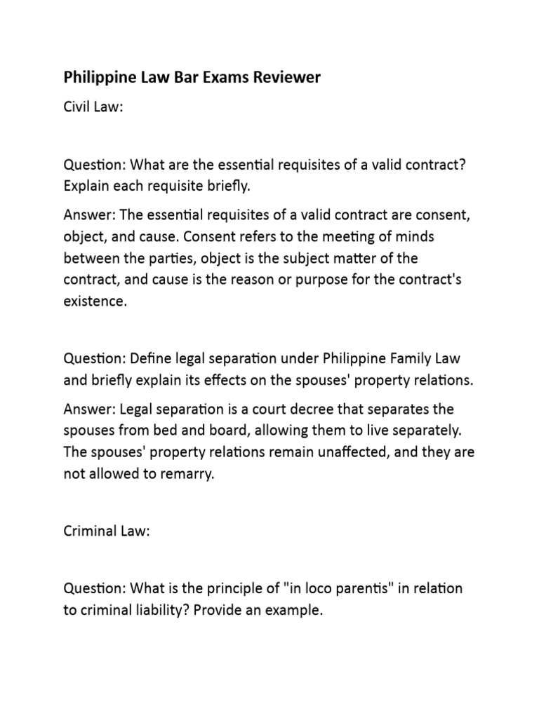Philippine Law Bar Exam Reviewer Guide | PDF