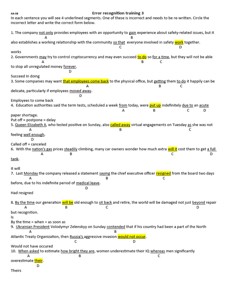 3) Error Recognition Training3 | PDF