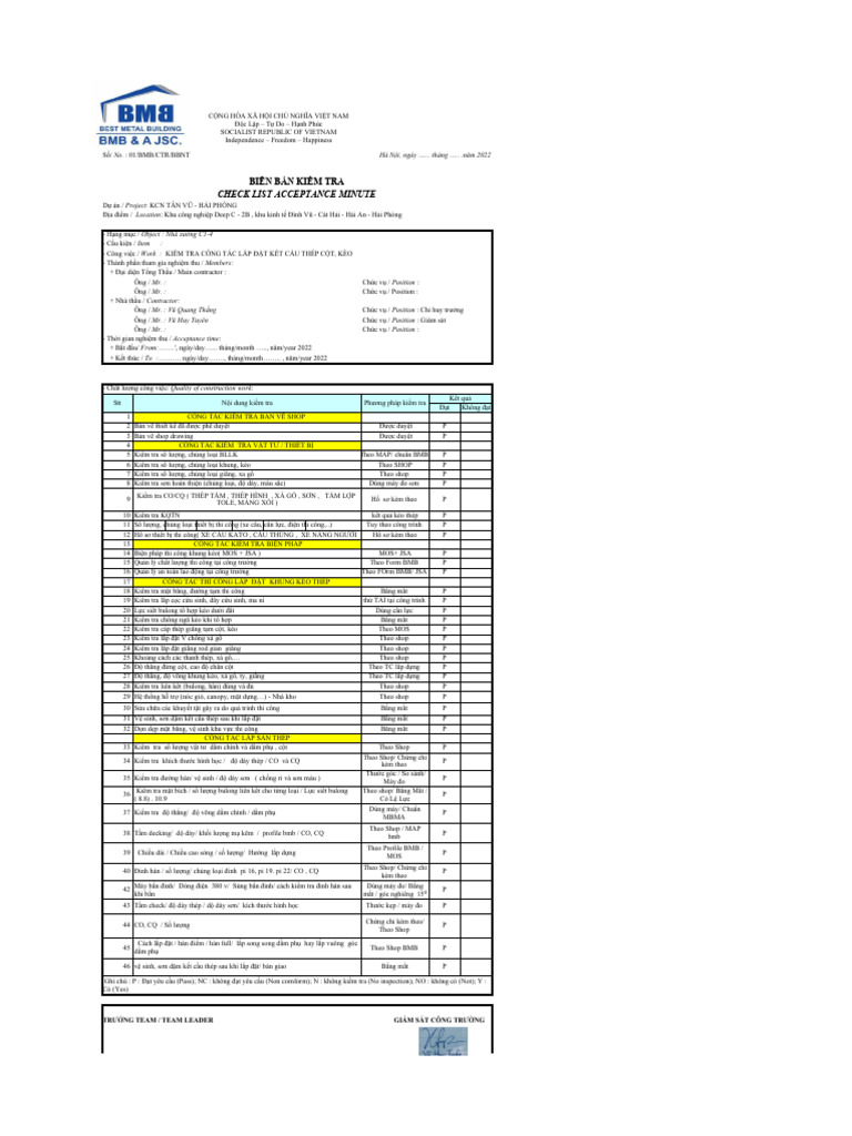 Check_List - Quy IV 2022 HHA | PDF