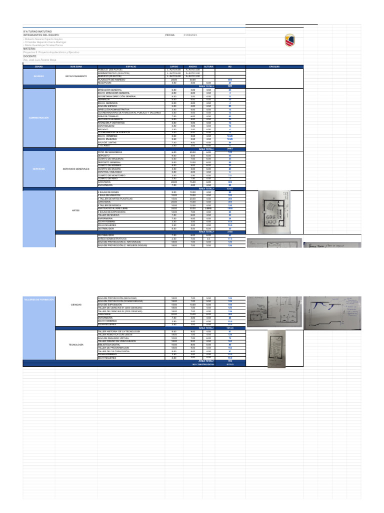 PROGRAMA ARQUITECTÓNICO - Hoja 1 | PDF