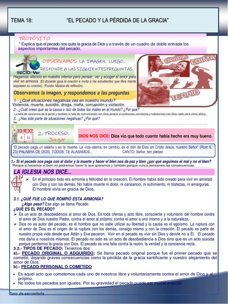 Tema 16: "El Pecado Y La Pérdida de La Gracia" | PDF | Pecado | Amor
