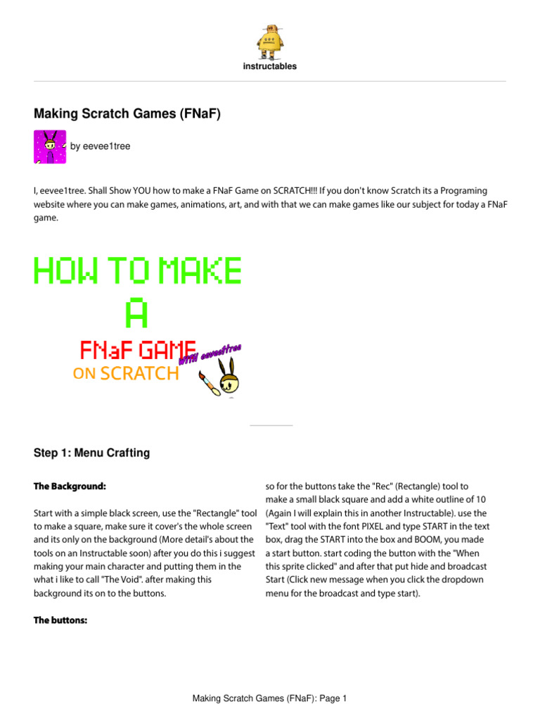 Making Scratch Games FNaF | PDF | Scratch (Programming Language ...