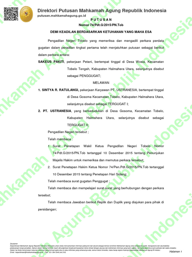 Contoh Kasus Untuk Praktek Peradilan Perdata. | PDF