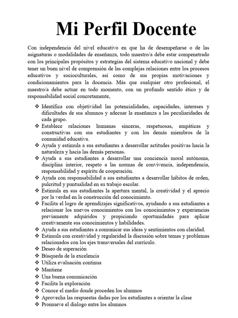 Mi Perfil Docente | PDF | Maestros | Enseñando