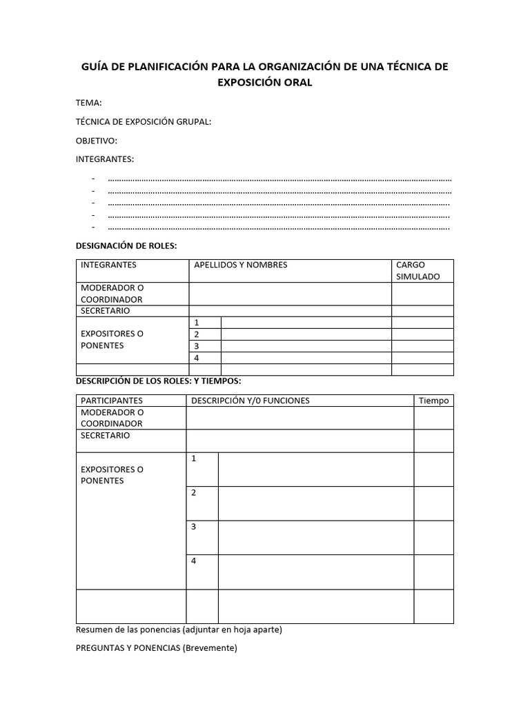 Guía para Organizar Exposición Oral | PDF