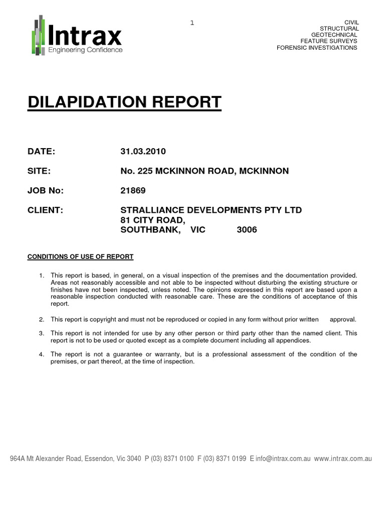Dilapidation Report 225 McKinnon RD, McKinnon (31.03.2010) | PDF | Roof ...