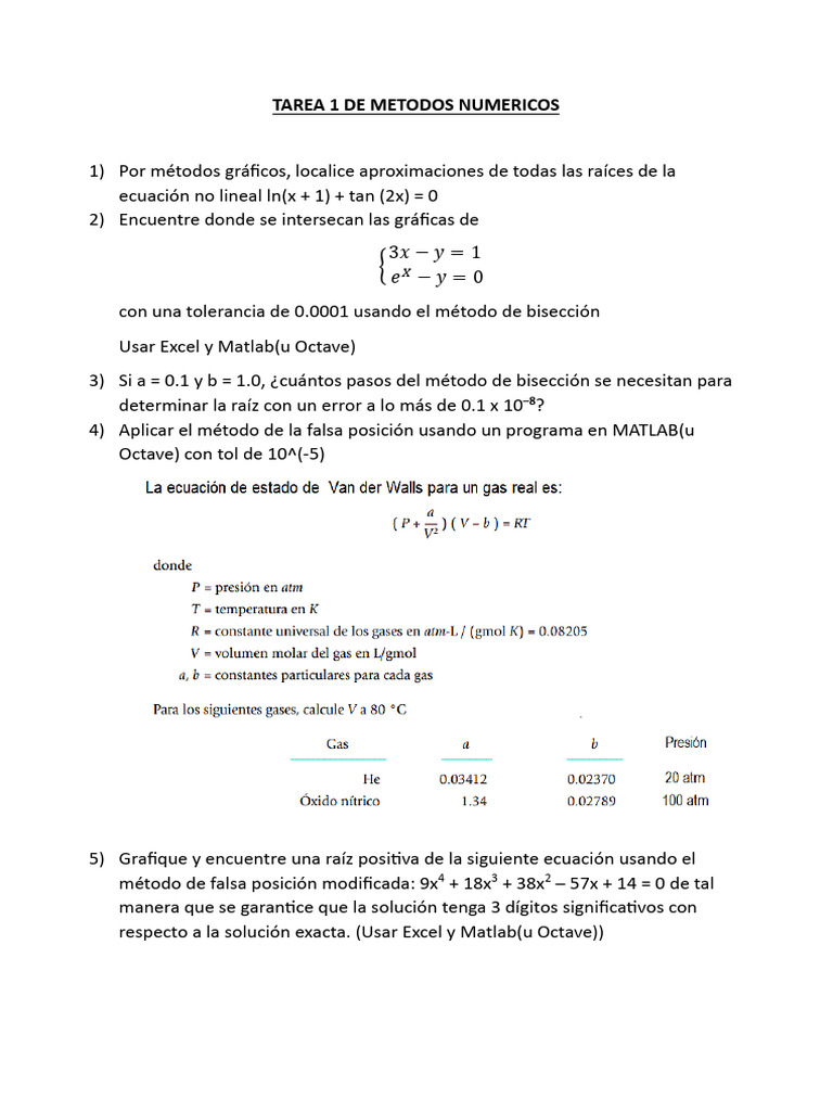 Tarea 1 de Metodos Numericos | PDF