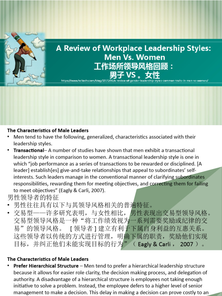 Male and Female Leadership | PDF | Leadership | Transformational Leadership