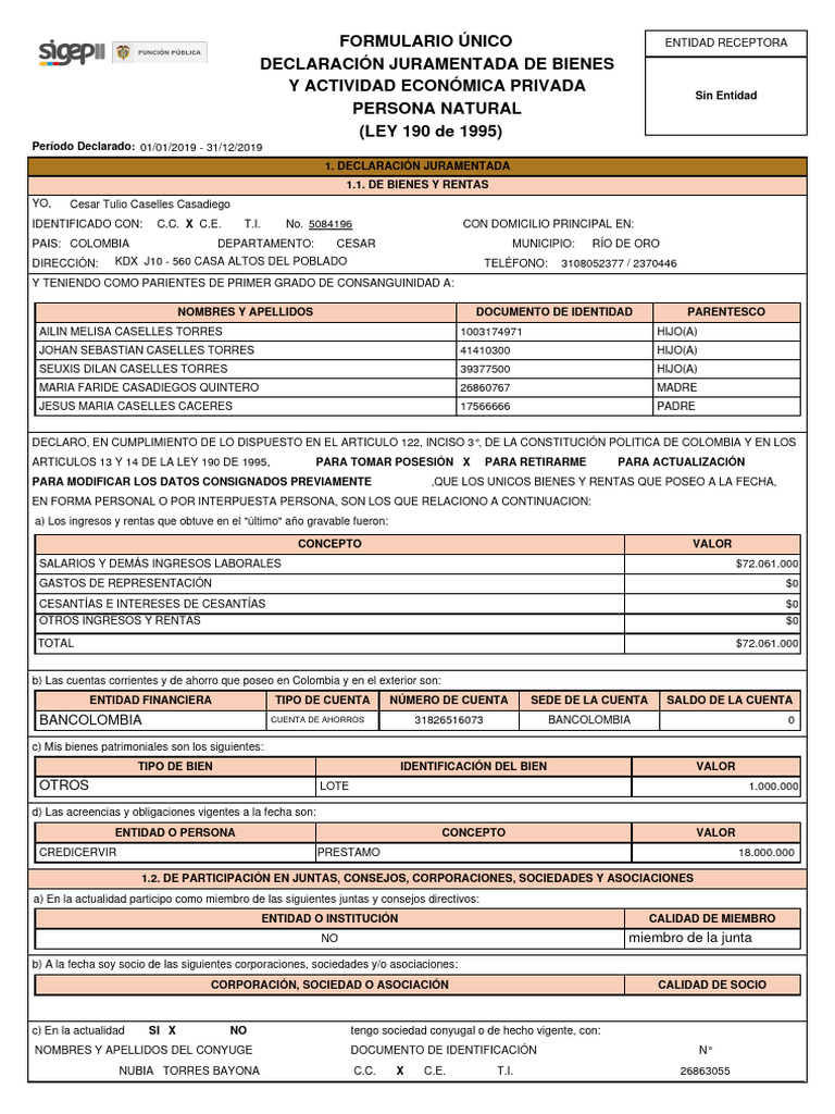 Declaración Juramentada 2022 | PDF