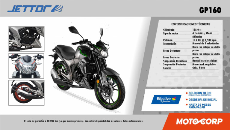 Ficha Técnica Moto Jettor GP160 | PDF