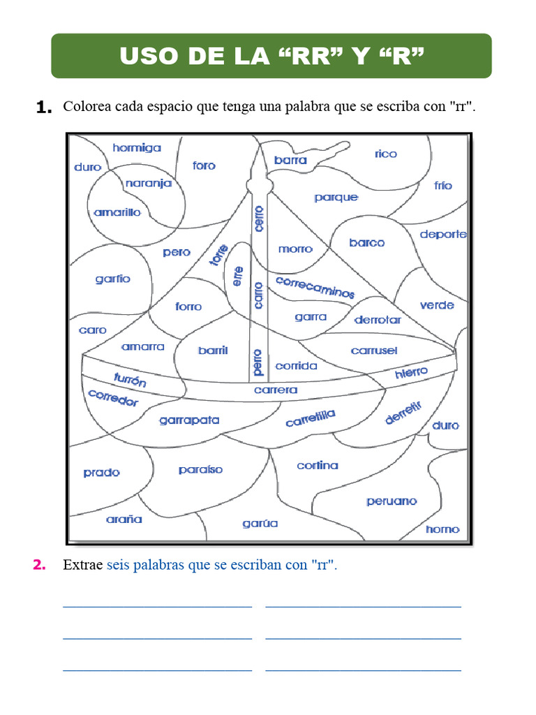 Uso de R-y-RR - 2do Grado Primaria | PDF | Estudios de idiomas extranjeros