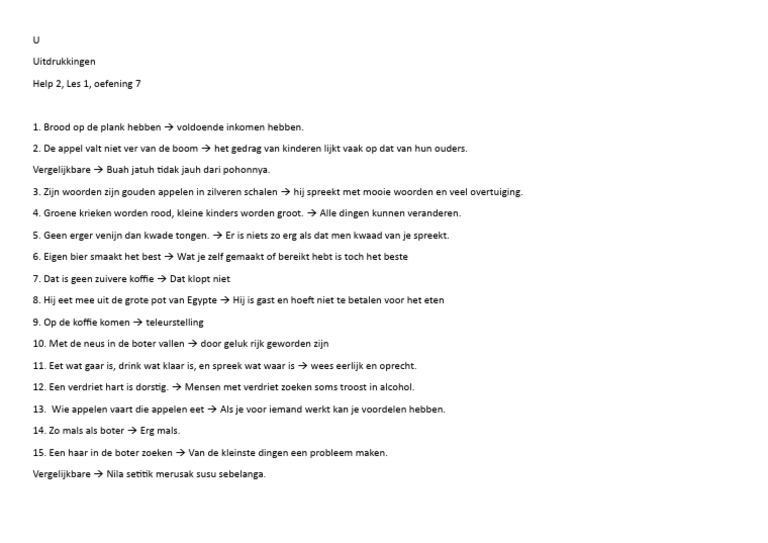Help 2 Les 1 Oef 7 - Uitdrukkingen | PDF