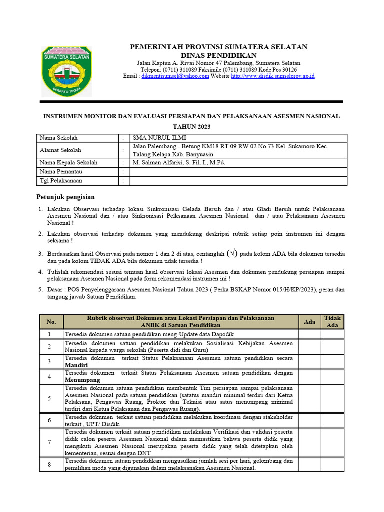 Instrumen Monev - An 2023 | PDF