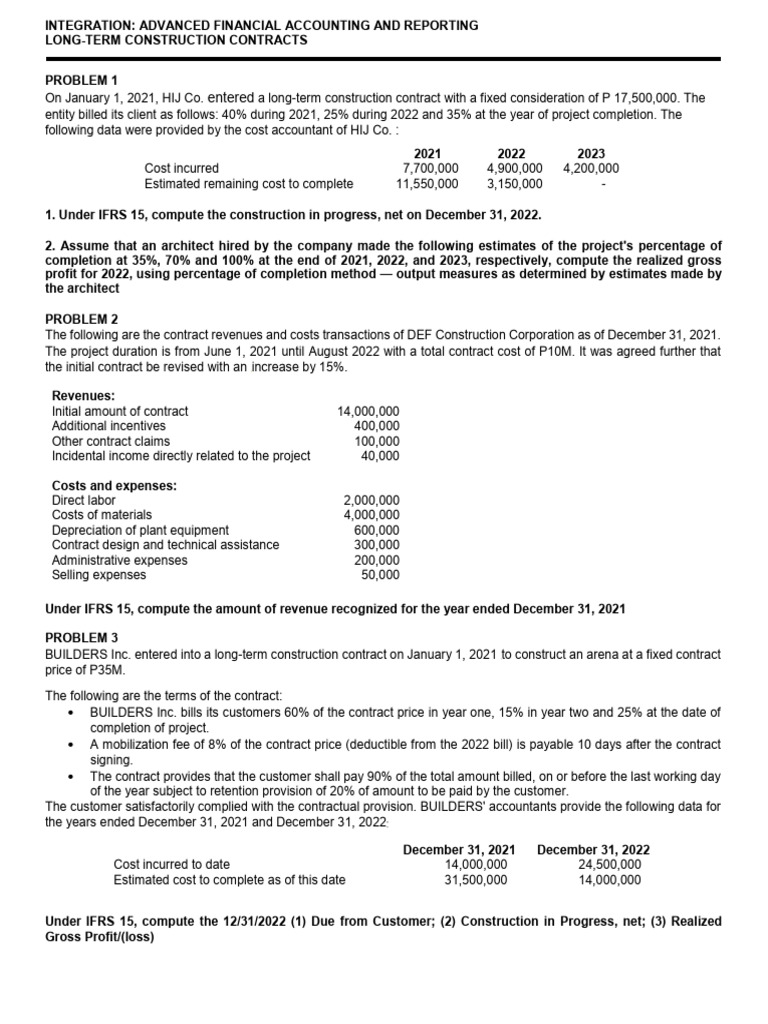 04 Construction Contracts | PDF | Revenue | Cost