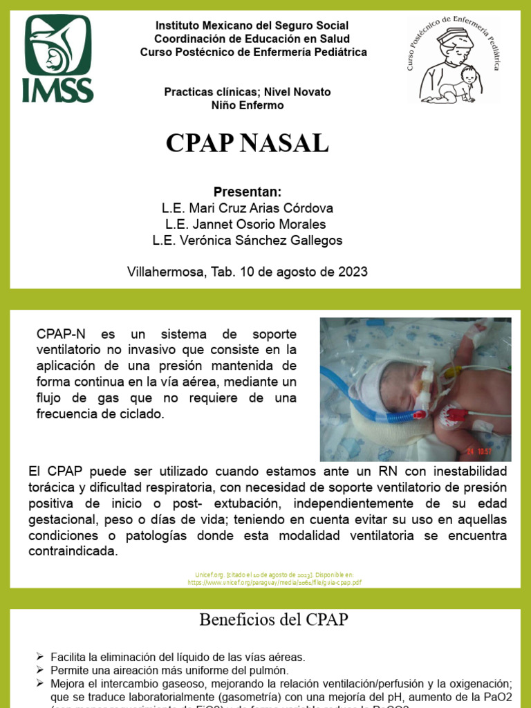Guía de CPAP Nasal en Neonatos | PDF | Medicina CLINICA ...