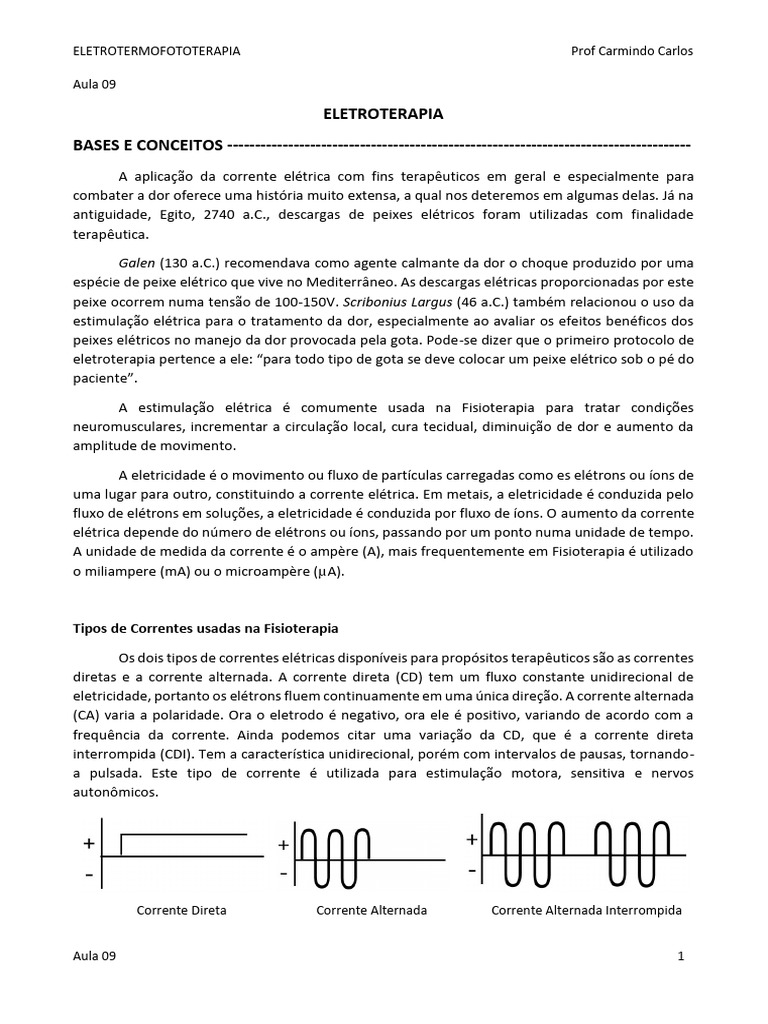 Eletroterapia Conceitos | PDF | Corrente elétrica | Eletricidade