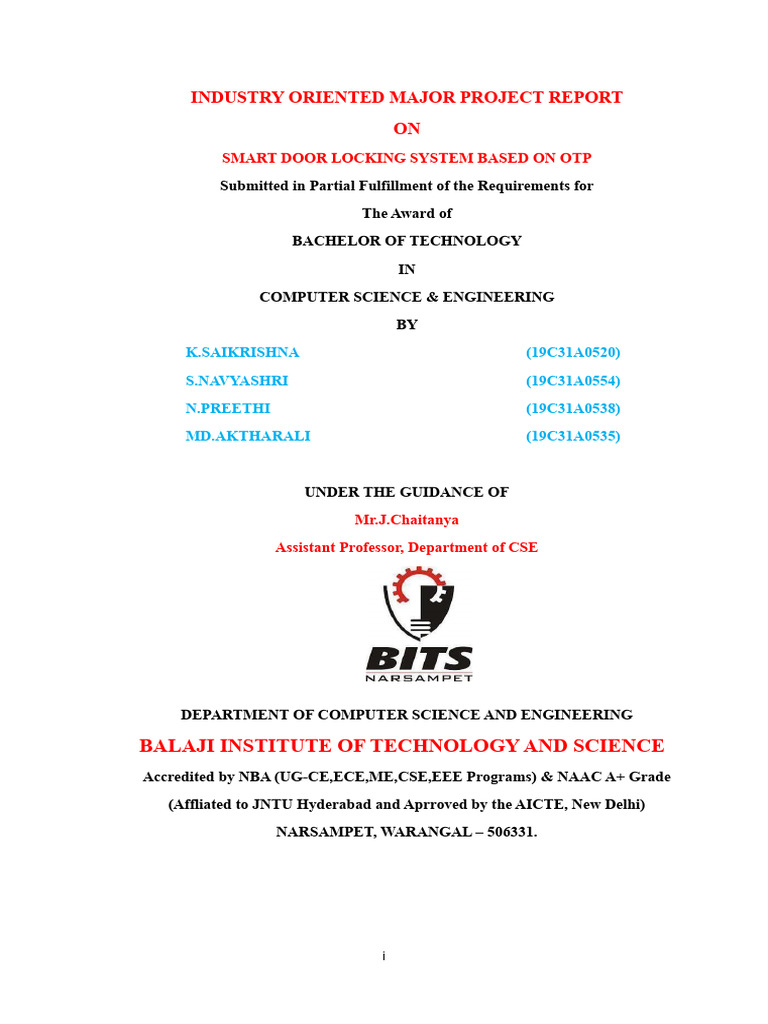 Smart Door Locking System Based On OTPFinal Doc | PDF | Arduino | Class (Computer Programming)