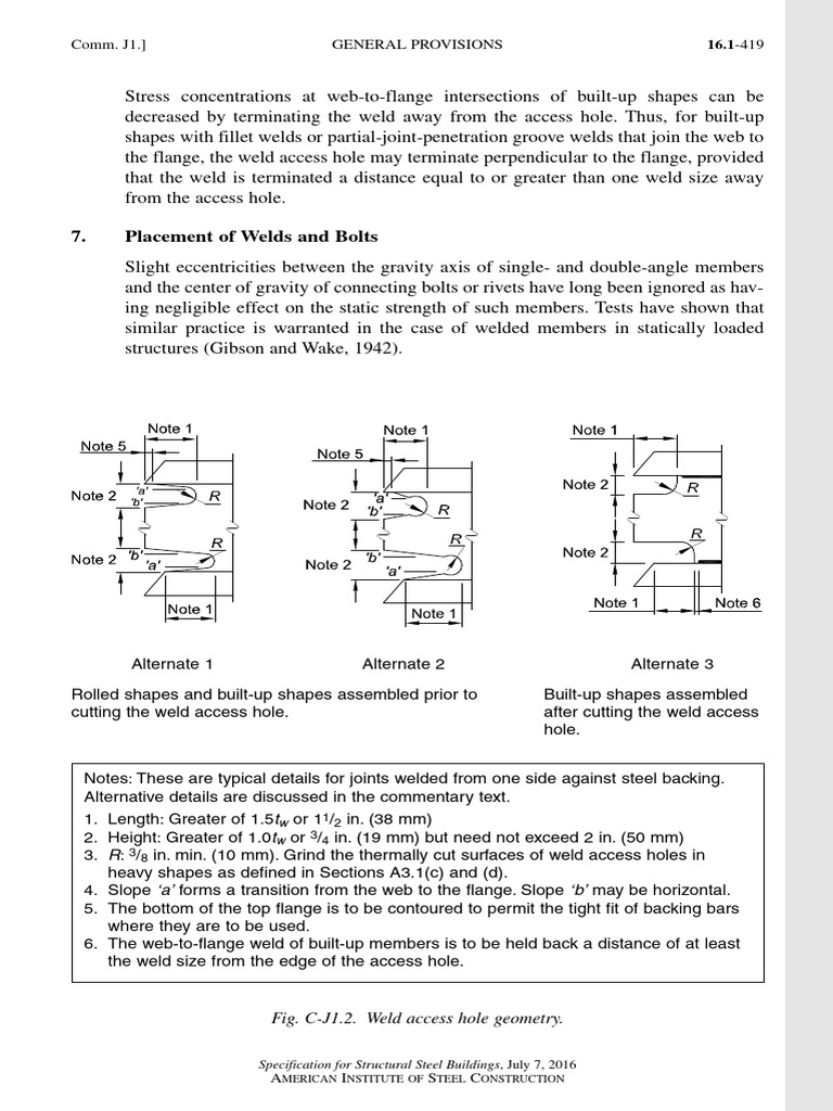 Weld Access Hole (AISC 360 Section J1.6&7) | PDF | Welding | Construction